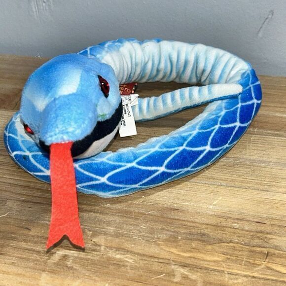 Toys | Adventure Planet Blue Long Plush Snake Stuffed Animal Red Tongue ...